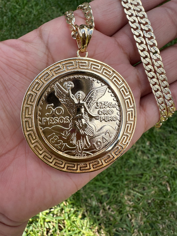 Centenario Oro - Gold Plated Necklace with Cuban Chain – Giftingshopss