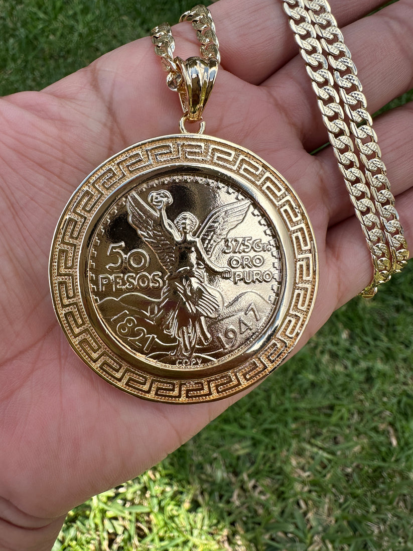 Centenario Oro - Gold Plated Necklace with Cuban Chain – Giftingshopss