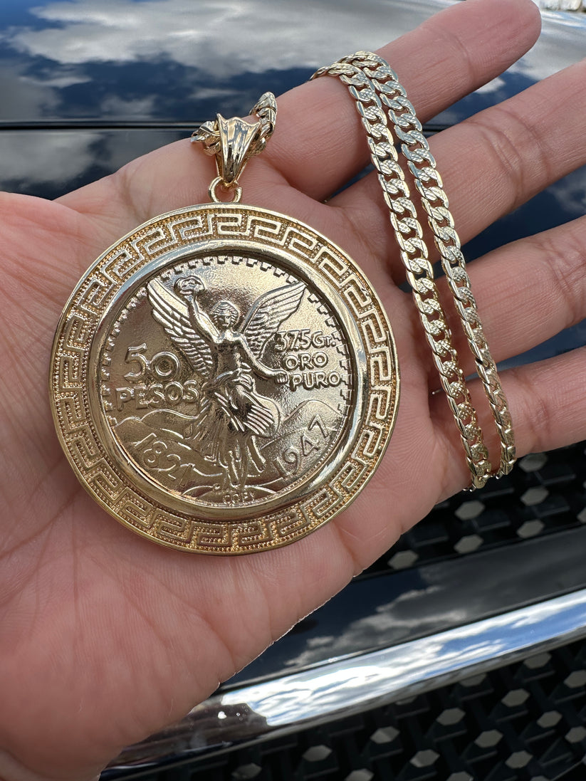 Centenario Oro - Gold Plated Necklace with Cuban Chain – Giftingshopss